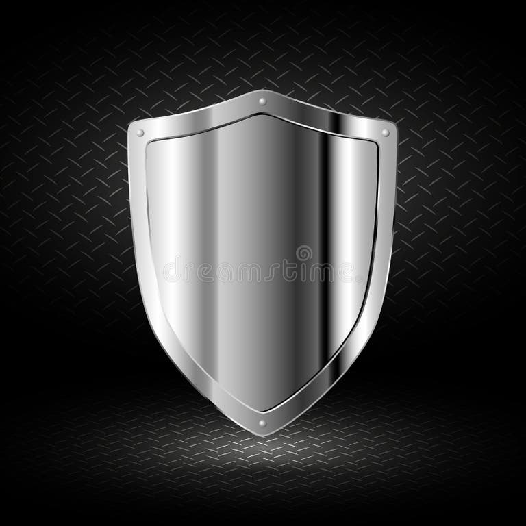 Chrome Shield on a Dark Background Stock Vector - Illustration of sign ...