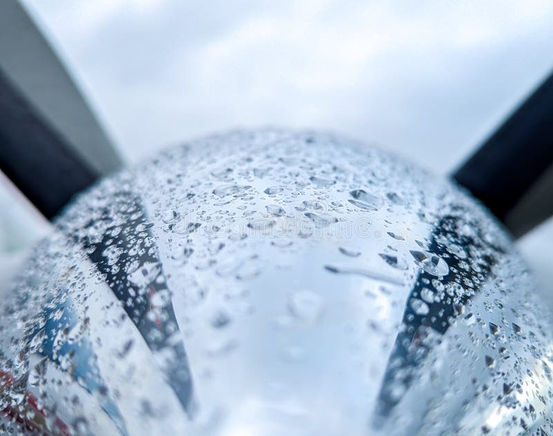 Chrome Shiny Aircraft Spinner Cone with Rain Drops Stock Photo - Image ...