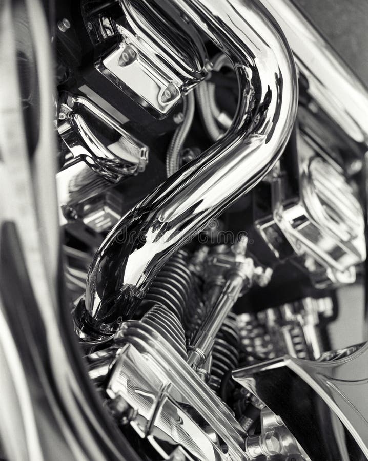 Chrome Shiny Motorcycle Tubes and Engine Stock Photo - Image of detail ...