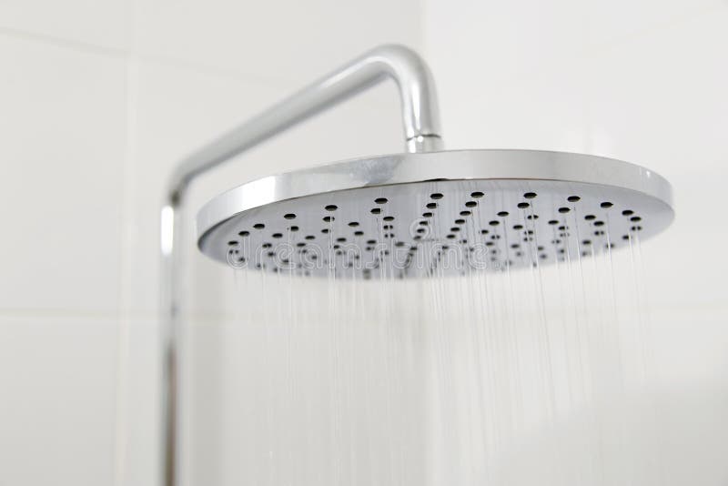 Chrome Shower on White Tile. Stock Photo - Image of hygiene, hose ...