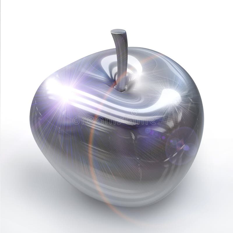 Chrome Silver Apple or Cherry Fruit Stock Illustration - Illustration ...