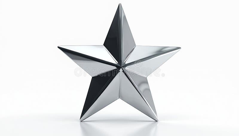Chrome Silver Metal Star Isolated. Metallic Three-dimensional Shiny ...