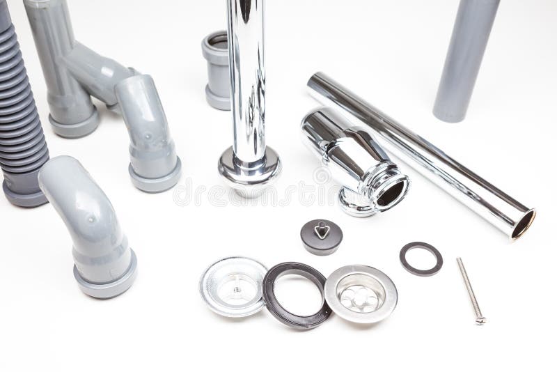 Chrome siphon and pvc stock photo. Image of plastic - 125395990