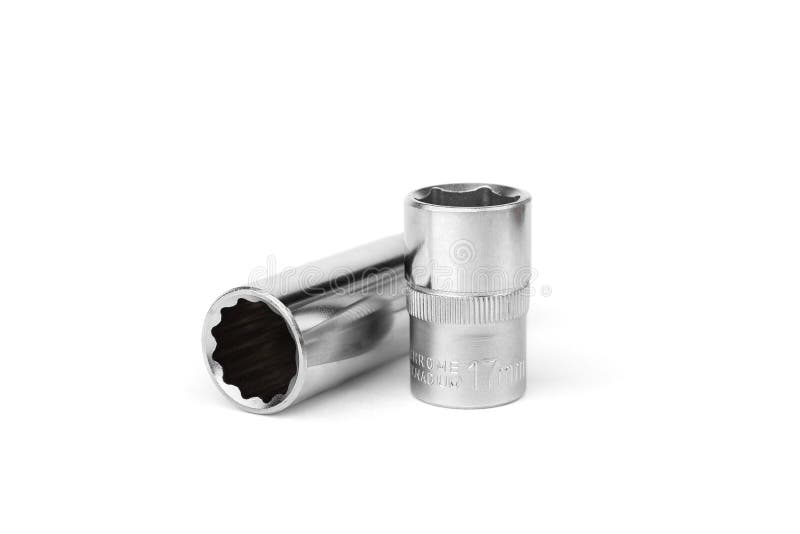 Chrome Socket Heads Isolated on a White Background Stock Photo - Image ...