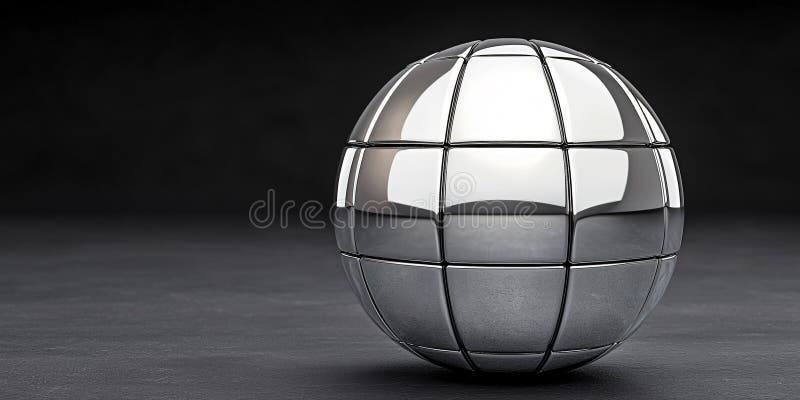 Chrome Sphere Metallic Globe Abstract 3D Render Geometric Design Shiny ...