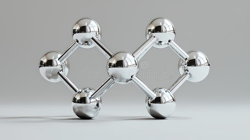 Chrome Spheres Connected by Cylinders Representing Molecular Structure ...