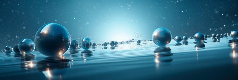 Chrome Spheres Floating in a Zero-gravity Environment with a Starry Sky ...