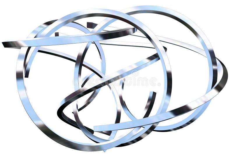 Chrome Splines in Abstract Design. 3D Render Stock Illustration ...