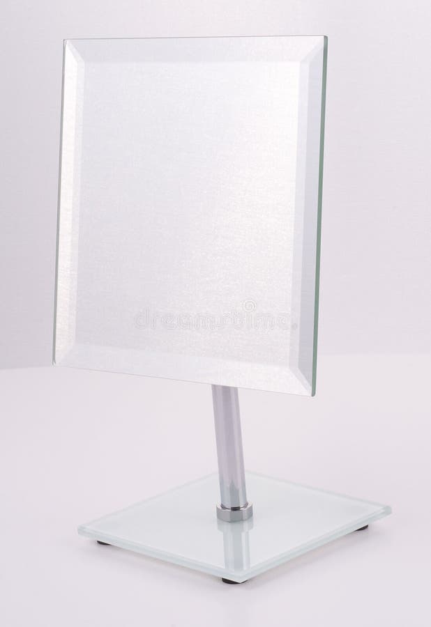 Chrome Square Mirror with Stand Stock Image - Image of accessory, steel ...