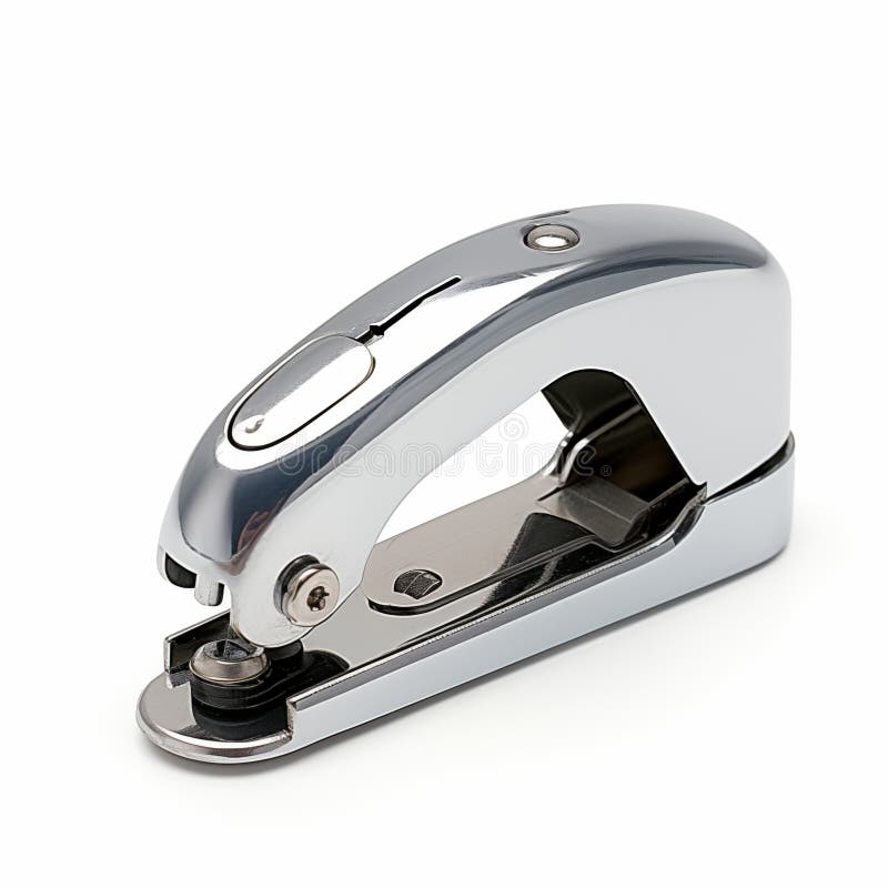 Chrome Stapler with Ergonomic Design Isolated on White Background Stock ...