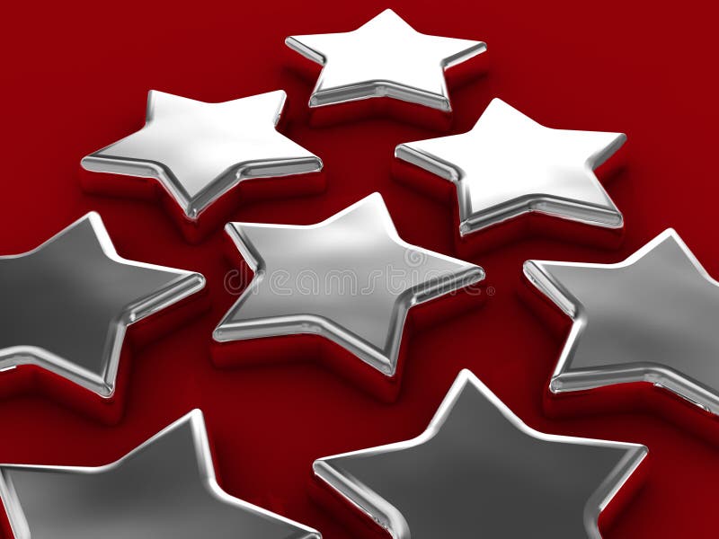 Chrome stars on red stock illustration. Illustration of emerge - 240734