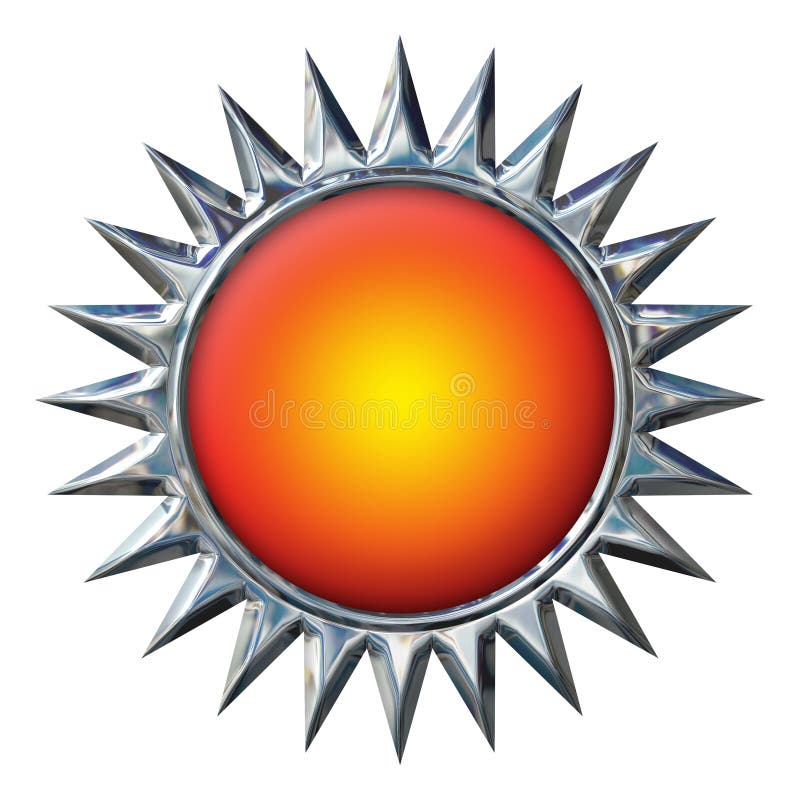 Chrome Sun Con El Centro Anaranjado En Blanco Stock de ilustración ...