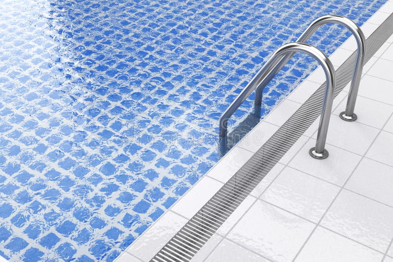 Chrome Swimming Pool Ladder. 3d Rendering Stock Illustration ...