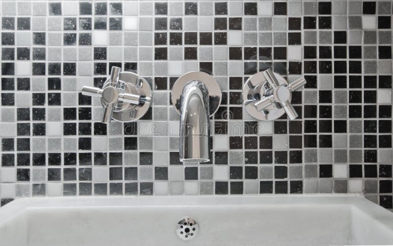 Chrome tap stock photo. Image of stone, sink, mosaic - 13251278