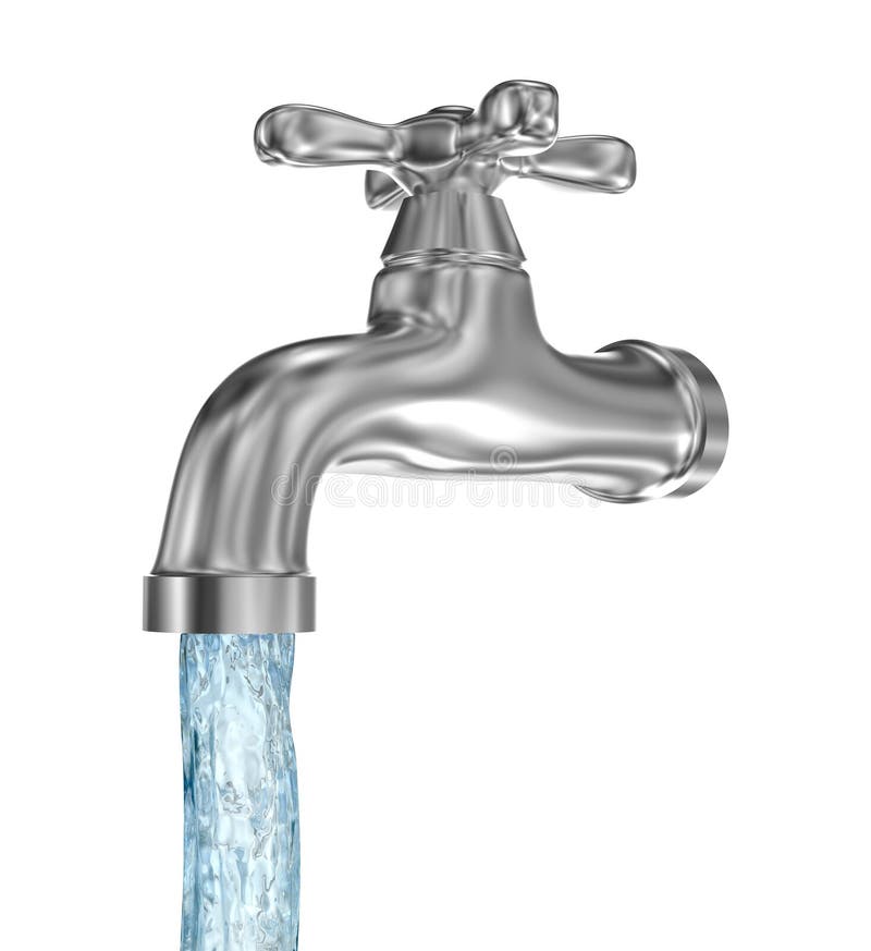 Chrome Tap With A Water Stream Stock Illustration Illustration Of