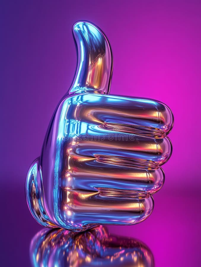 Chrome Thumbs Up Symbol on Colorful Background Stock Image - Image of ...