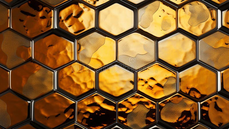 Chrome and Tile Abstract Background with Hive Glass Texture, Generated AI Stock Illustration ...