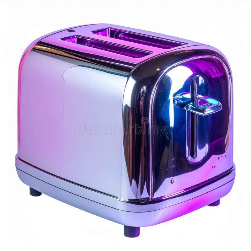 Chrome Toaster with Neon Pink and Purple Lighting Stock Illustration ...