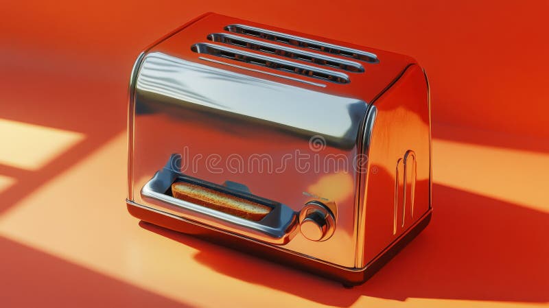 Chrome Toaster on Orange Background Stock Illustration - Illustration ...