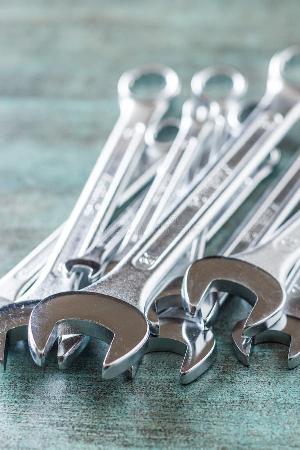 Two Chrome Vanadium Spanners Or Wrenches Stock Photo - Image of ends ...