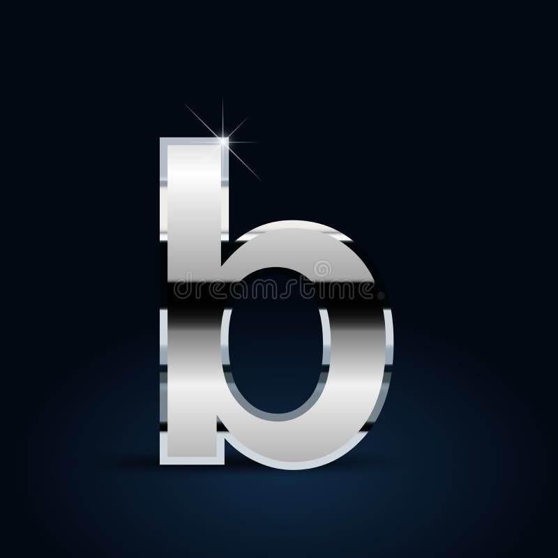 Chrome Vector Letter B Lowercase Isolated on Black Background Stock ...