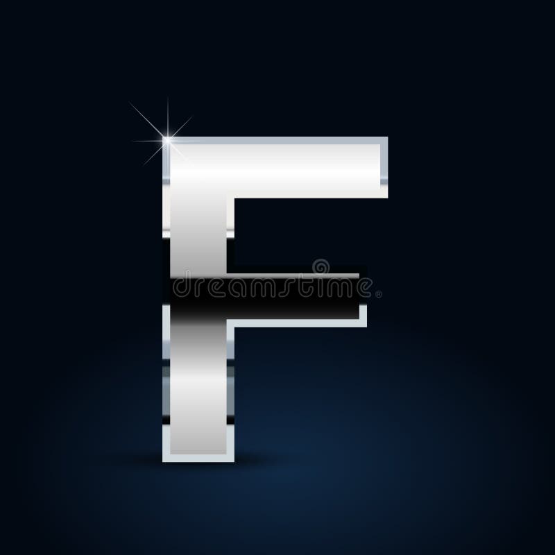 Chrome Vector Letter F Uppercase Isolated on Black Background Stock ...