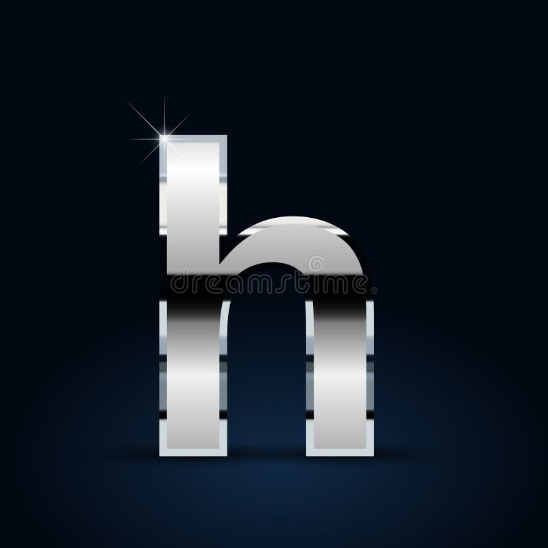 Chrome Vector Letter H Lowercase Isolated on Black Background Stock ...
