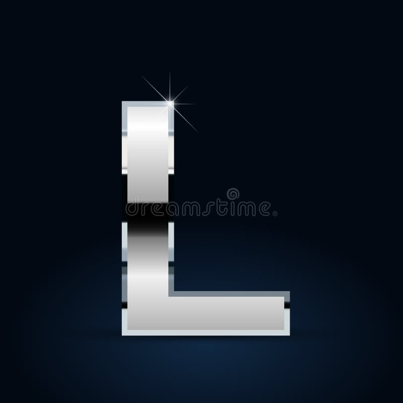 Chrome Vector Letter M Uppercase Isolated on Black Background Stock ...