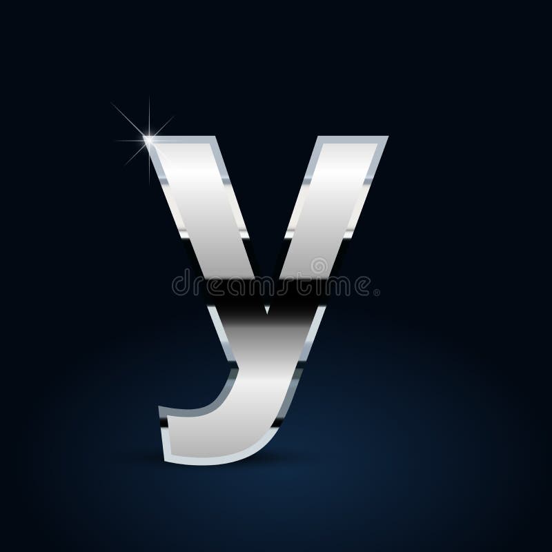 Chrome Vector Letter Y Lowercase Isolated on Black Background Stock ...