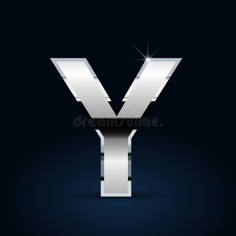 Chrome Vector Letter M Uppercase Isolated on Black Background Stock ...