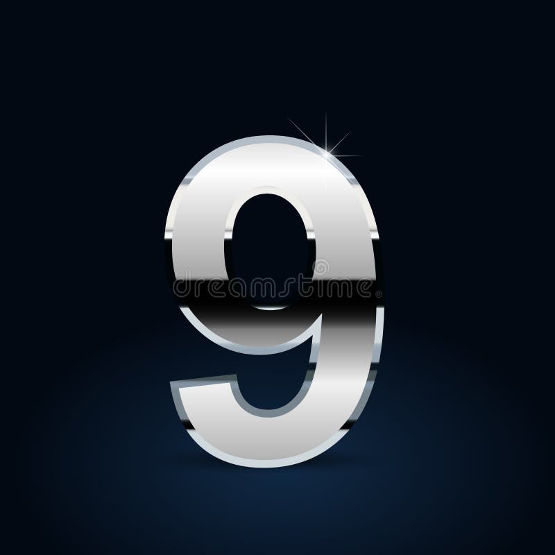 Chrome Vector Number 9 Isolated on Black Background Stock Illustration ...