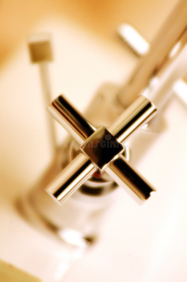 Chrome Water Tap on the Bathroom Sink Stock Photo - Image of washing ...