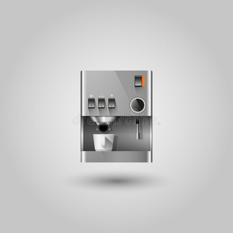 Chrome with White Cup Coffee Machine Inside Stock Vector - Illustration ...
