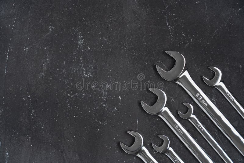 Chrome Wrenches on a Black Background, Quality Chrome Vanadium Tools ...