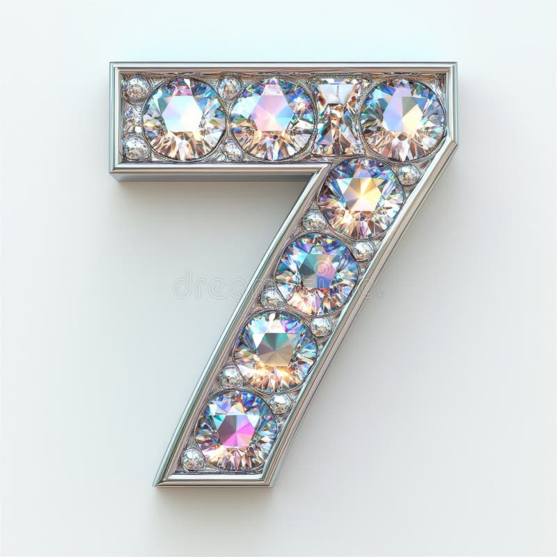 Chromed Liquid Metal is Used To Create the Number 7 on an Isolated ...