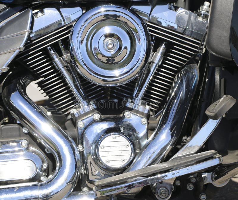 Chromed motorcycle engine stock image. Image of moto - 117699407