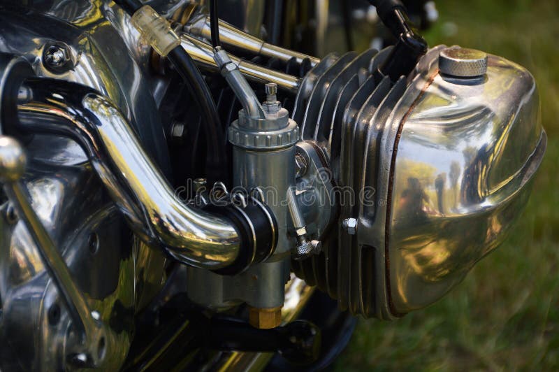 Chromed motorcycle gearbox stock image. Image of motorcycle - 120334823