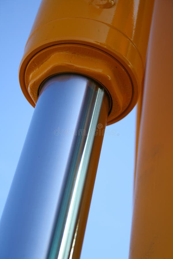 Chromeplated Zuiger Van Hydraulisch Systeem Van Een Baggermachine Stock ...