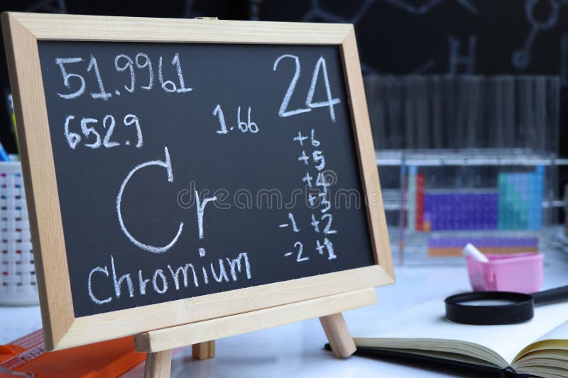 Chromium and Symbol Structural Formula Chemical on the Blackboard Stock ...