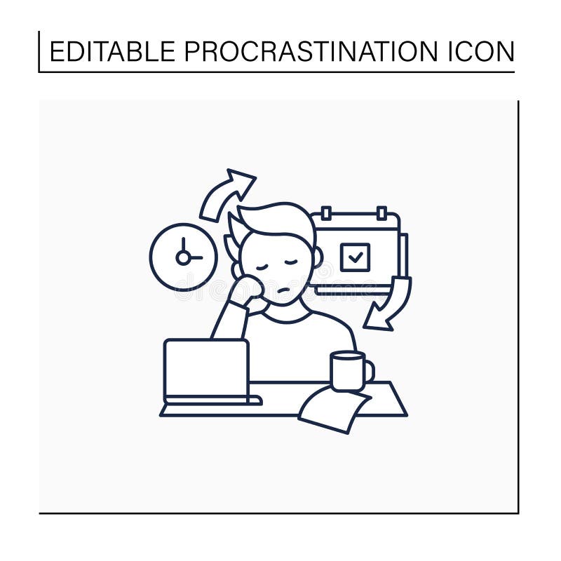 Procrastination Line Icons Set Stock Vector - Illustration of relax ...