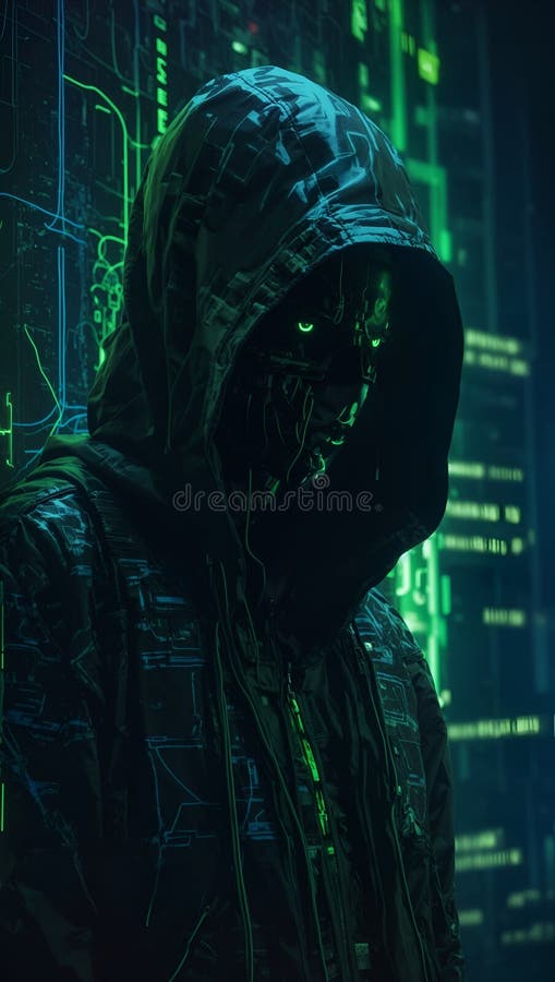 Chronicles of the Neon Cipher: a Ballet in Shadows. Generative AI Stock ...