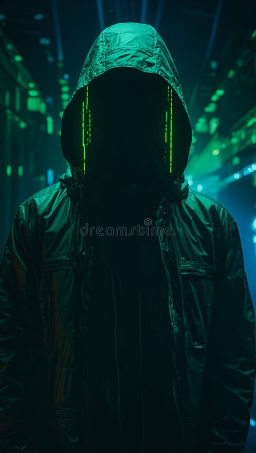 Chronicles of the Neon Cipher. Generative AI Stock Illustration ...