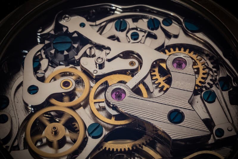 Chronograph Mechanical Watch Movement Reverse Side Stock Image - Image ...