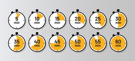 Chronometer Deadline Indicators. Stopwatches Symbols in Circle Shape ...