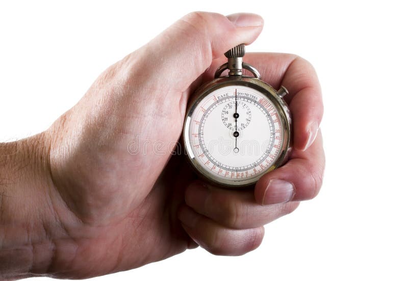 Chronometer in een hand stock afbeelding. Image of seconden - 13299449