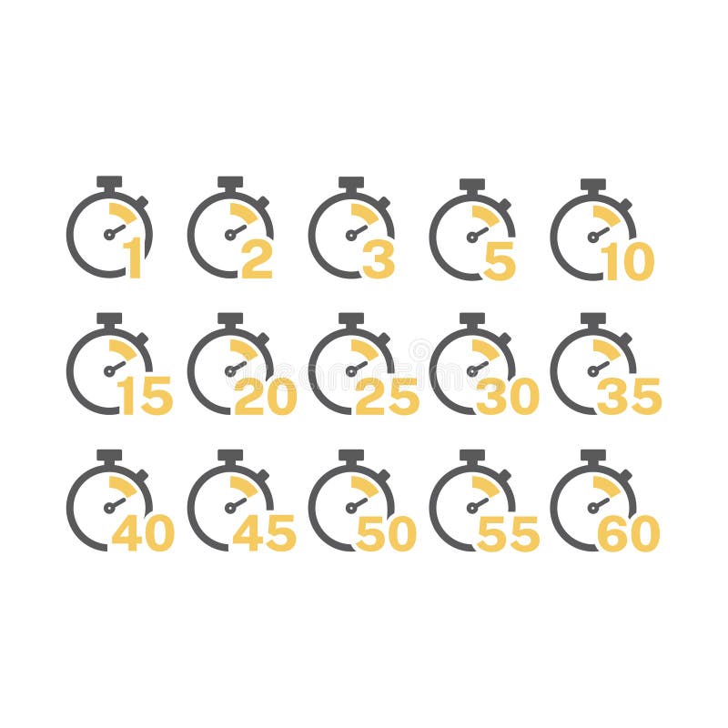 Timer or Stopwatch with Minute Numbers Icon Set Stock Vector ...