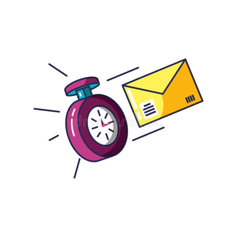 Chronometer Time with Envelope Mail Stock Illustration - Illustration ...