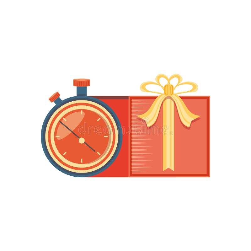 Chronometer Timer with Gift Stock Vector - Illustration of deadline ...