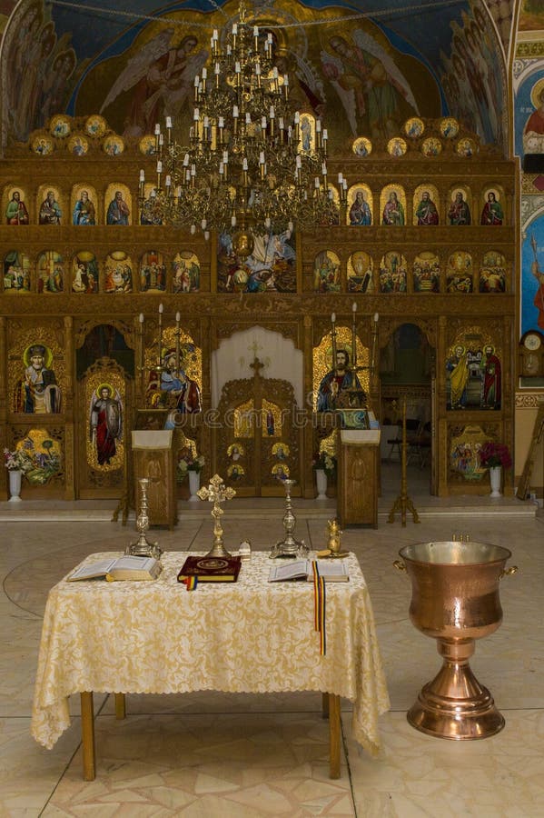 Priest Table Arrangement for the Baptism Ceremony Stock Photo - Image ...
