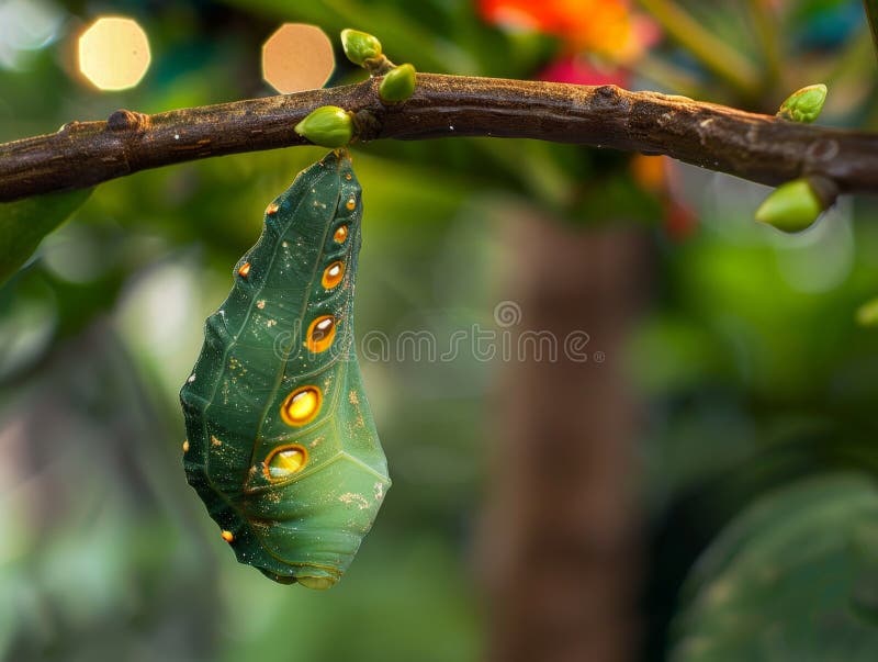Chrysalis of a Butterfly Emerging from Its Cocoon Stock Illustration ...